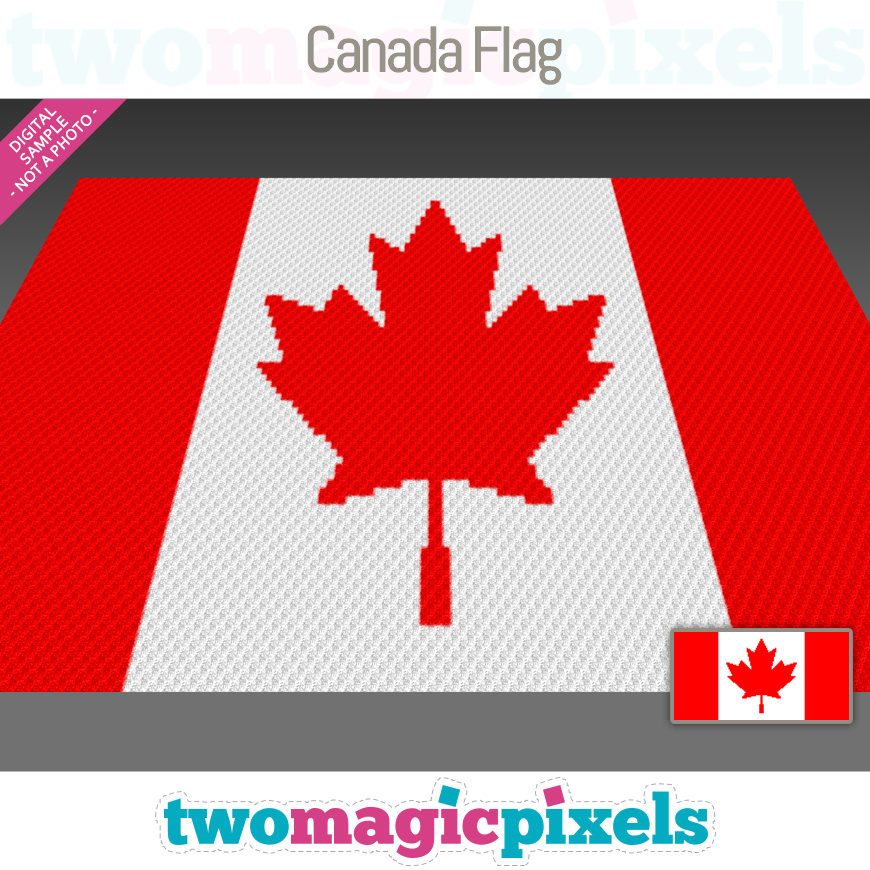 Canada Flag C2C graph, SC graph, cross stitch graph by Two Magic Pixels